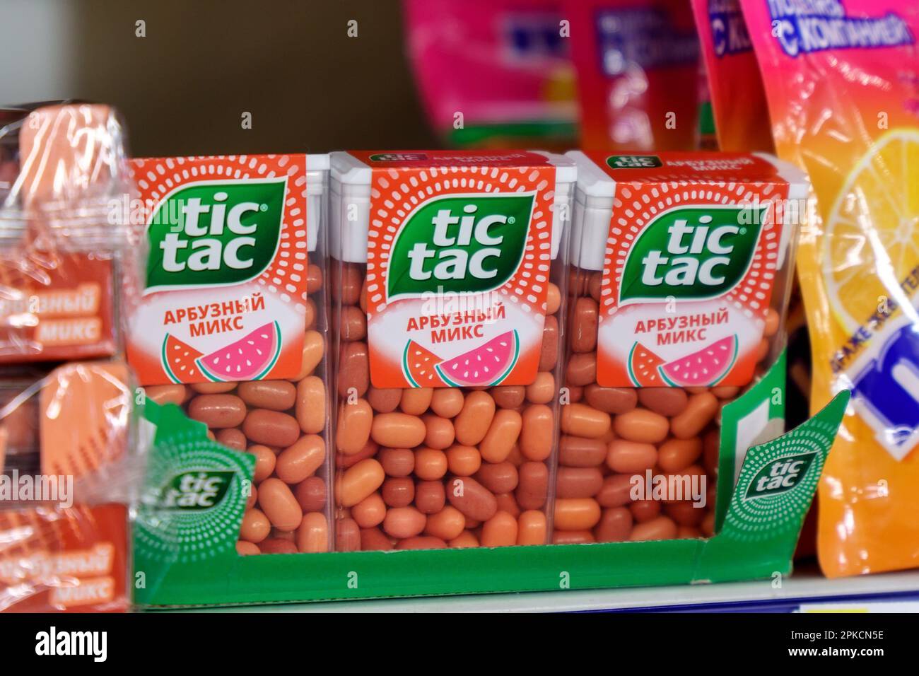 Tyumen, Russia-March 17, 2023: Tic tac are manufactured by Italian ...