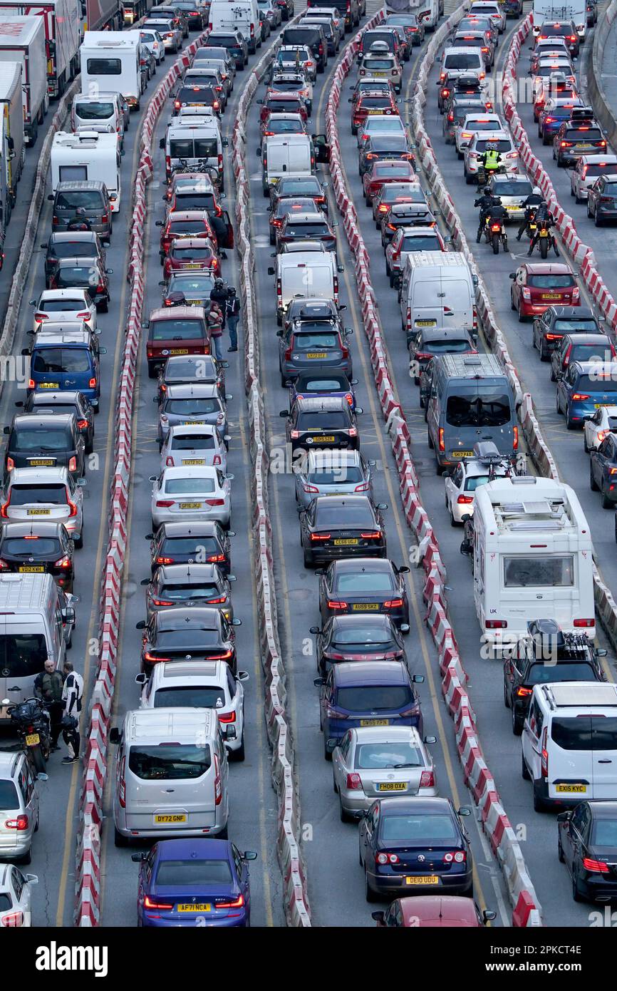 Traffic at the Port of Dover in Kent during the getaway for the Easter ...