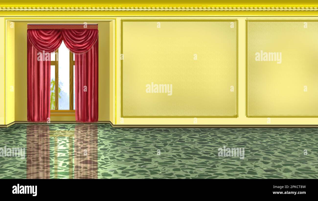 Hall interior of the art gallery or museum. Digital Painting Background ...