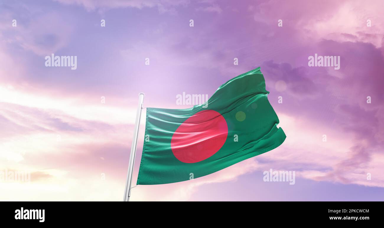 Bangladesh national flag waving in beautiful sky. 3d waving flag of ...