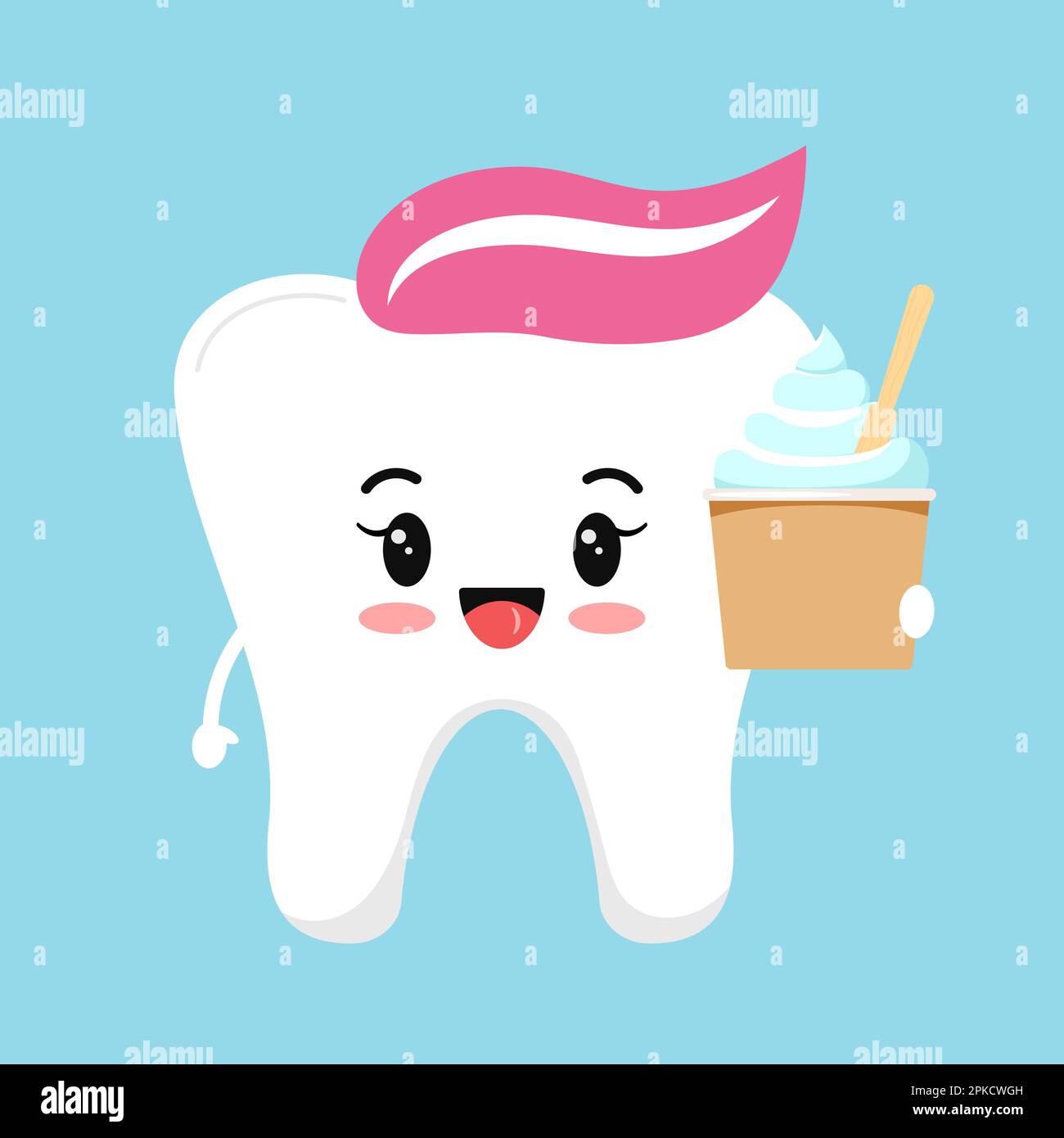 Cute tooth with ice cream in cardboard eco packaging Stock Vector Image ...