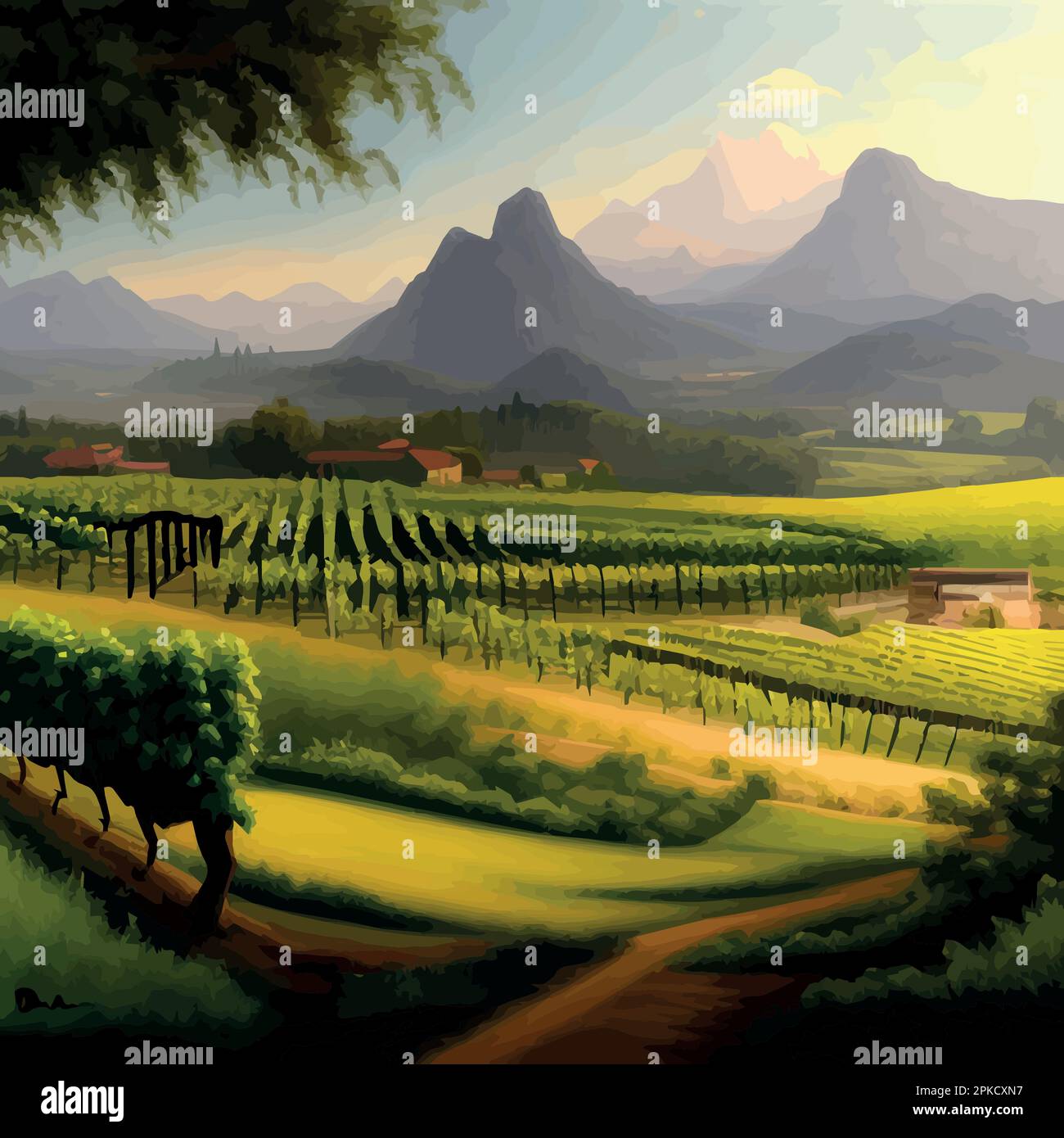 Bordeaux vineyard chateau Stock Vector Images - Alamy