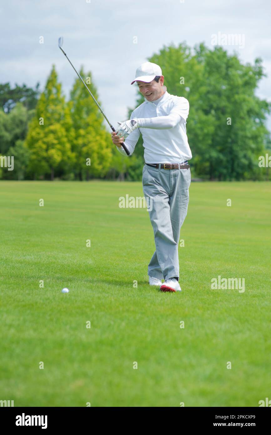 Middle-aged and older men playing golf Stock Photo - Alamy