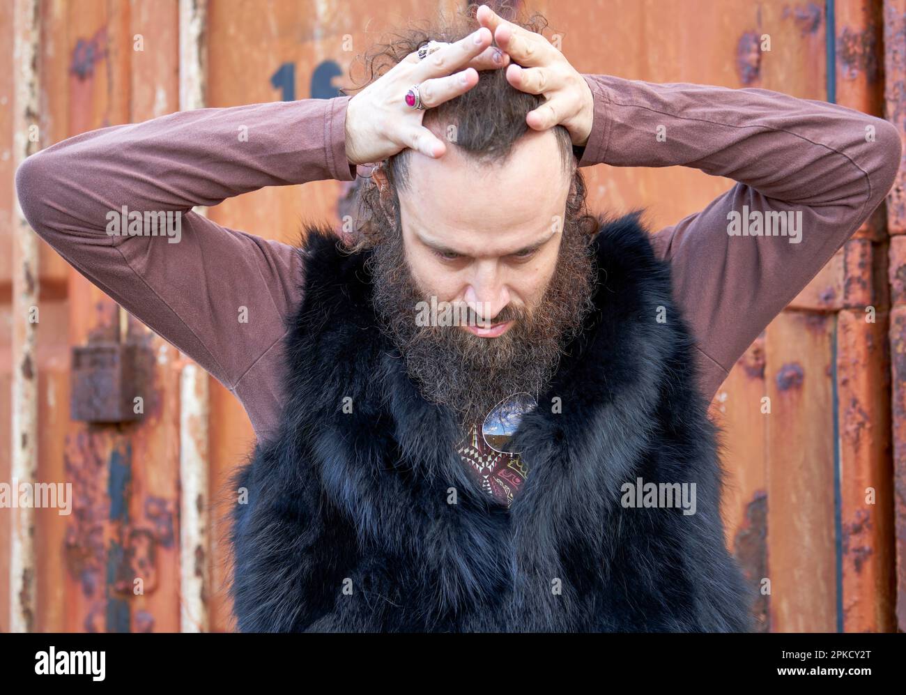 Demonic looking man with a beard Stock Photo - Alamy