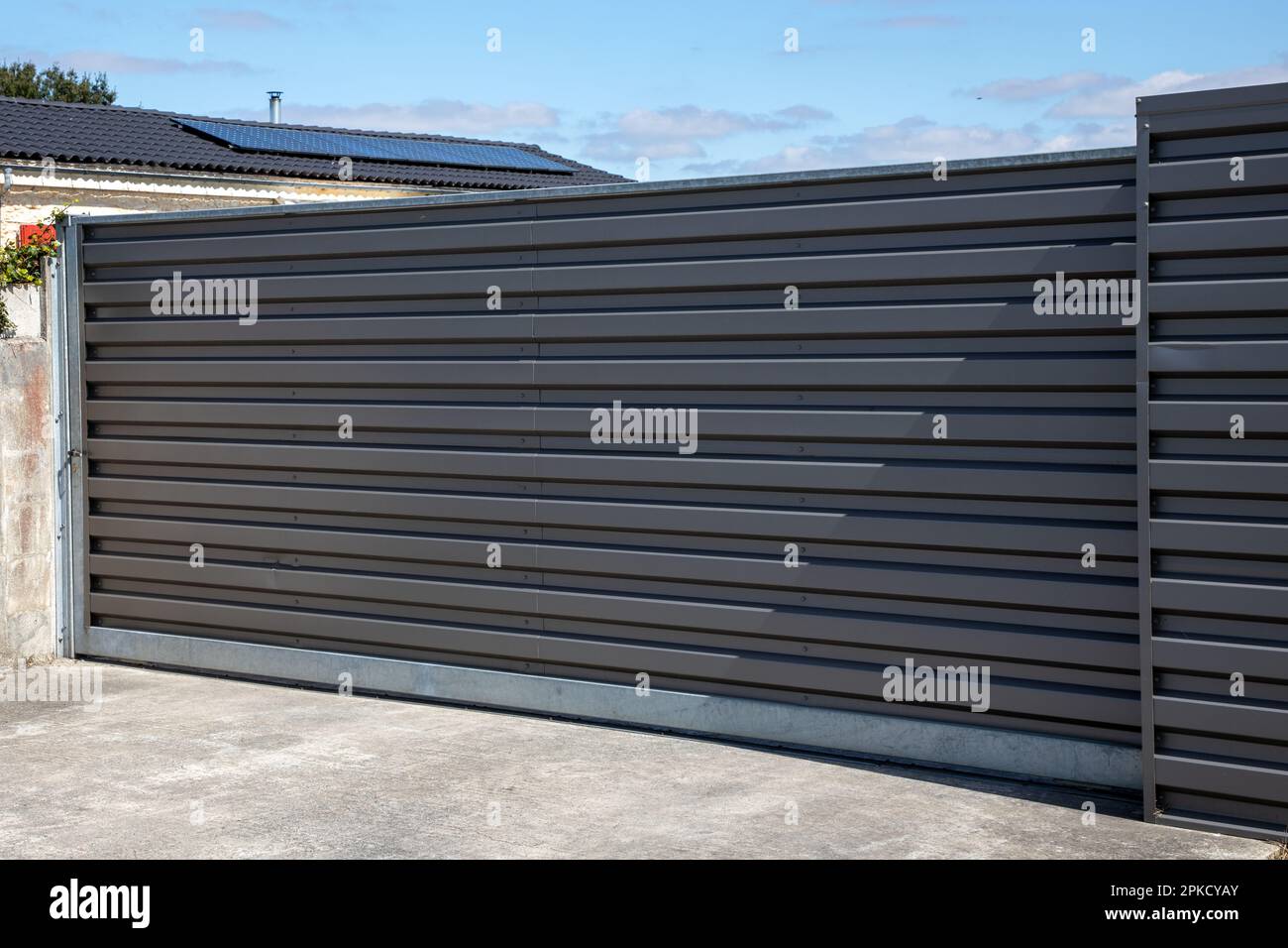 portal sliding high and wide metal door grey look industrial steel gate ...