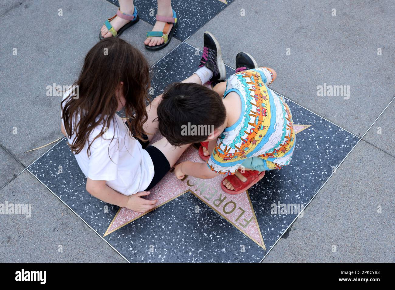General views of the Hollywood Stars Walk of Fame, Hollywood Boulevard ...