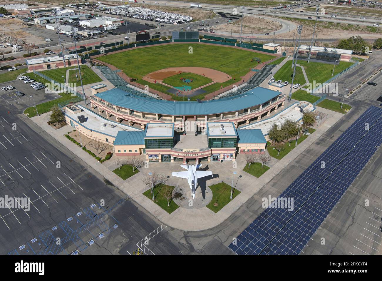 An aerial view of the Hangar aka Lancaster Municipal Stadium, Thursday ...
