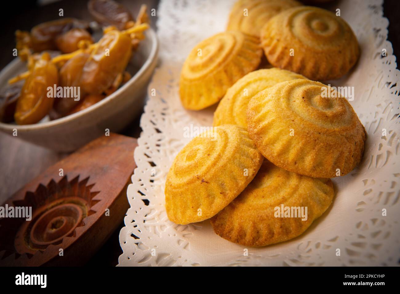 Traditional eid maamoul or mamoul cookies with dates, nuts, and jam ...