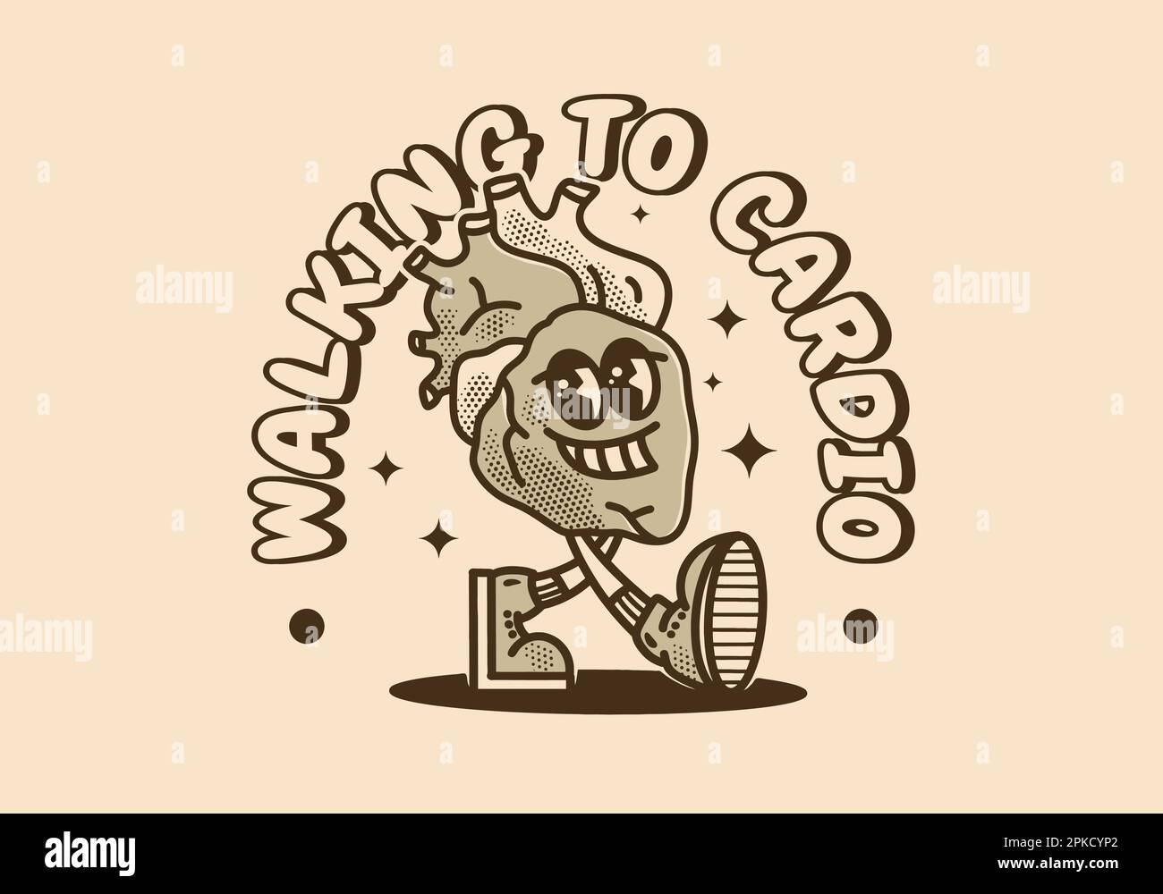 Vintage mascot character illustration design of a human heart with ...