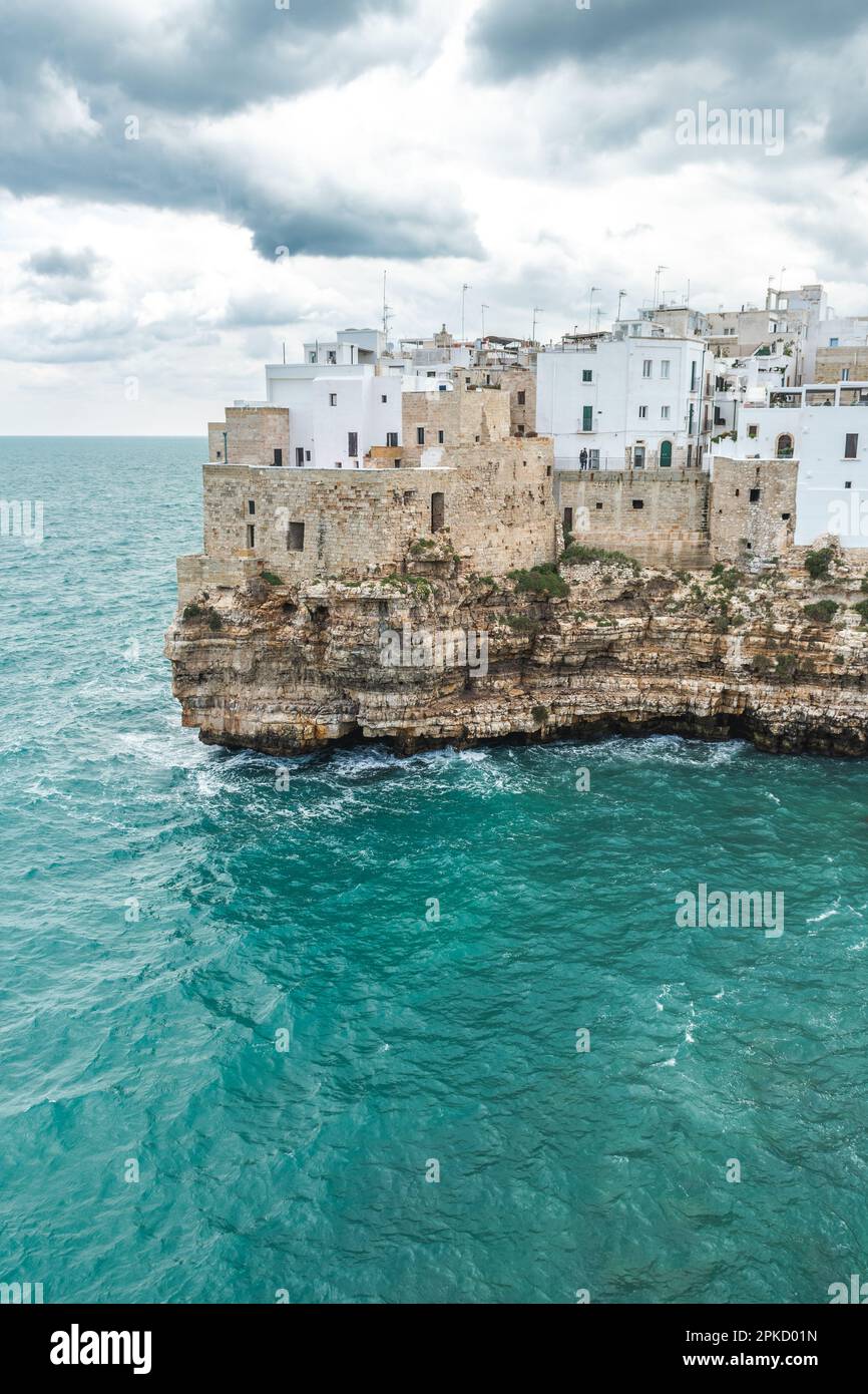 Polignano a Mare, Bari, Italy. Old town built on the rocky cliffs ...