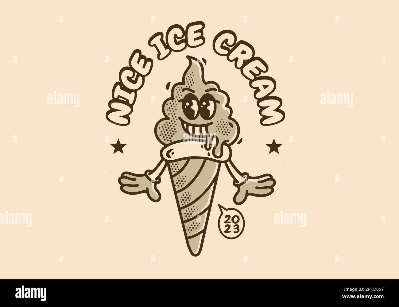 Vintage mascot character illustration design of a ice cream cone Stock ...