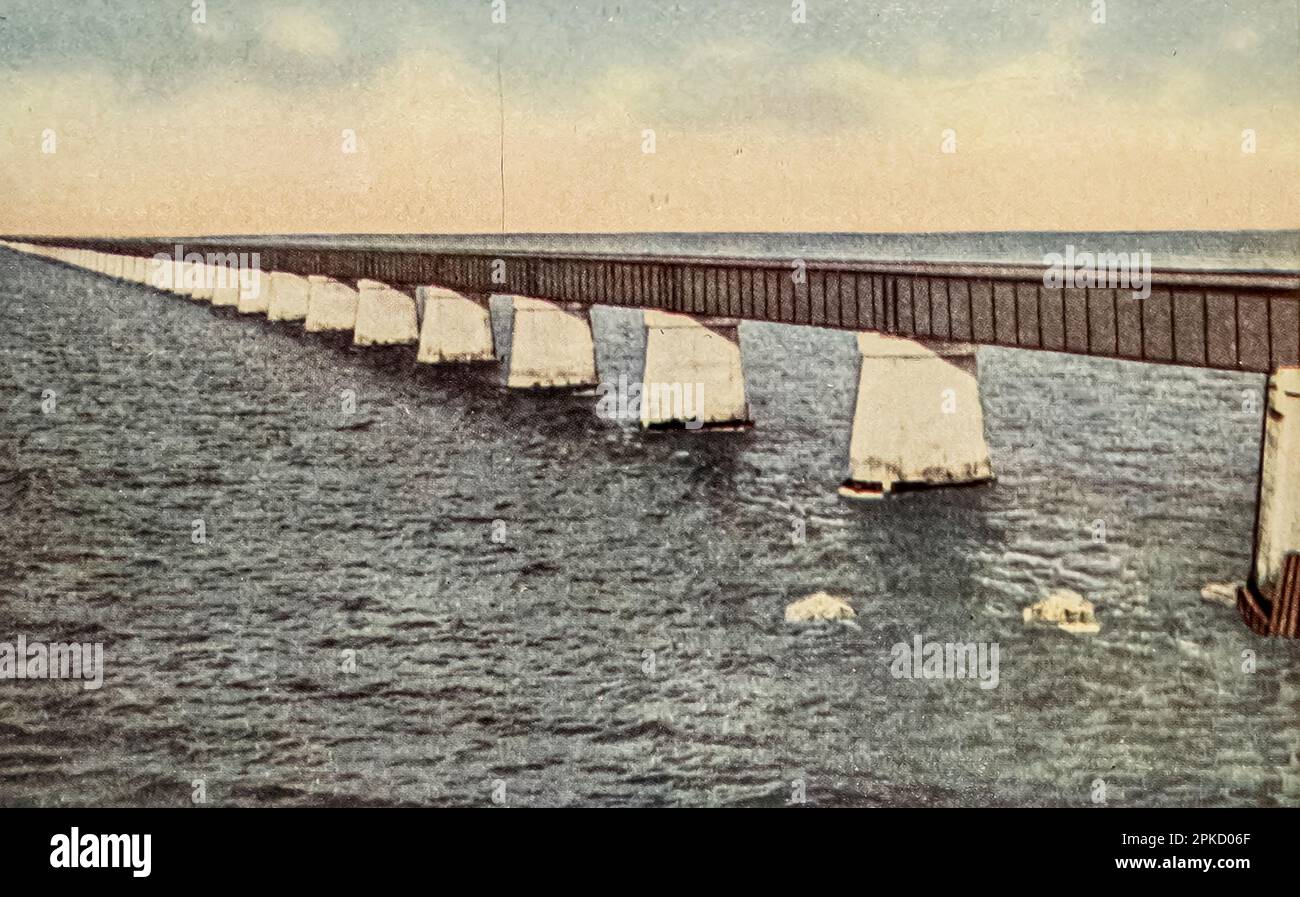 The Seven Mile Bridge (In full color) vintage painting from the book ...