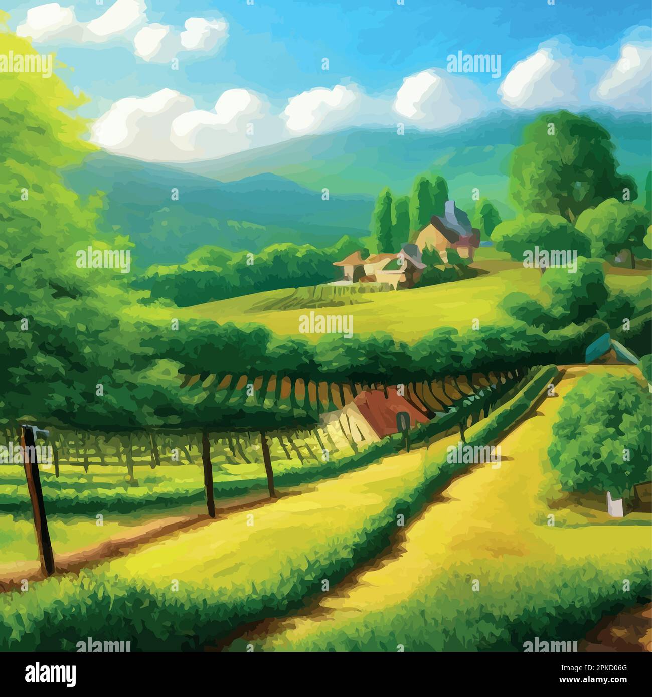 Rows of grape vines Stock Vector Images - Alamy