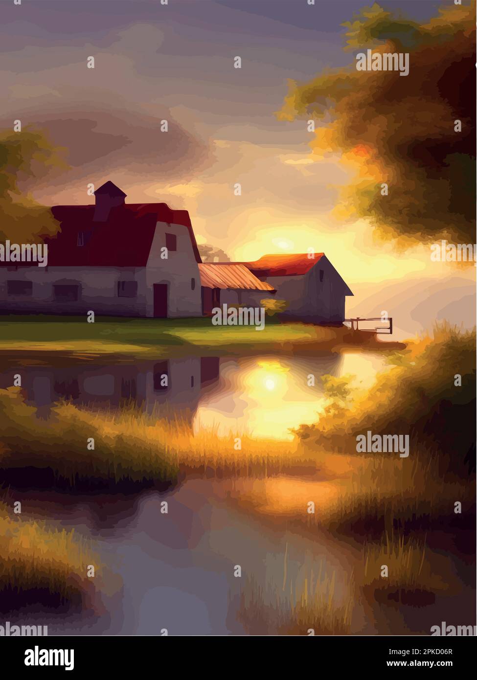 Summer norway tree fjord Stock Vector Images - Alamy