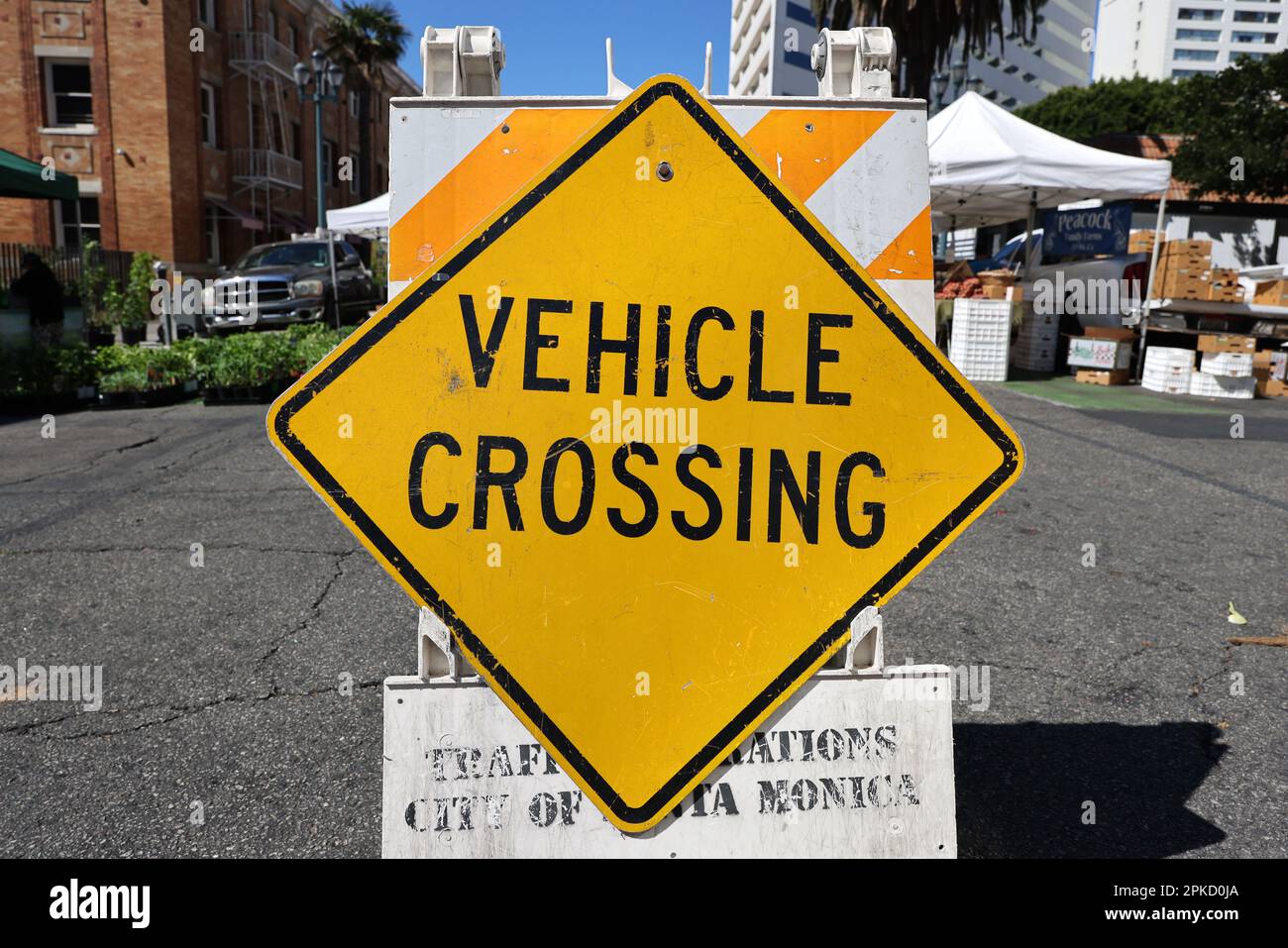 A Vehicle Crossing sign pictured in Santa Monica, California, USA Stock ...