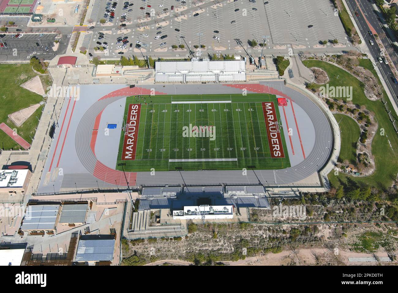 A general overall aerial view of the track and Football field at Brent ...