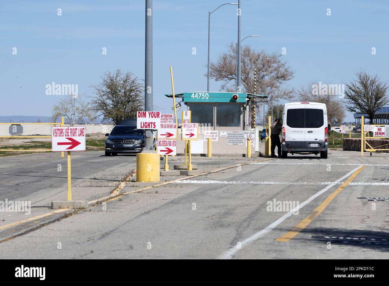 A gatehouse at the entrance to the California State Prison, Los Angeles ...