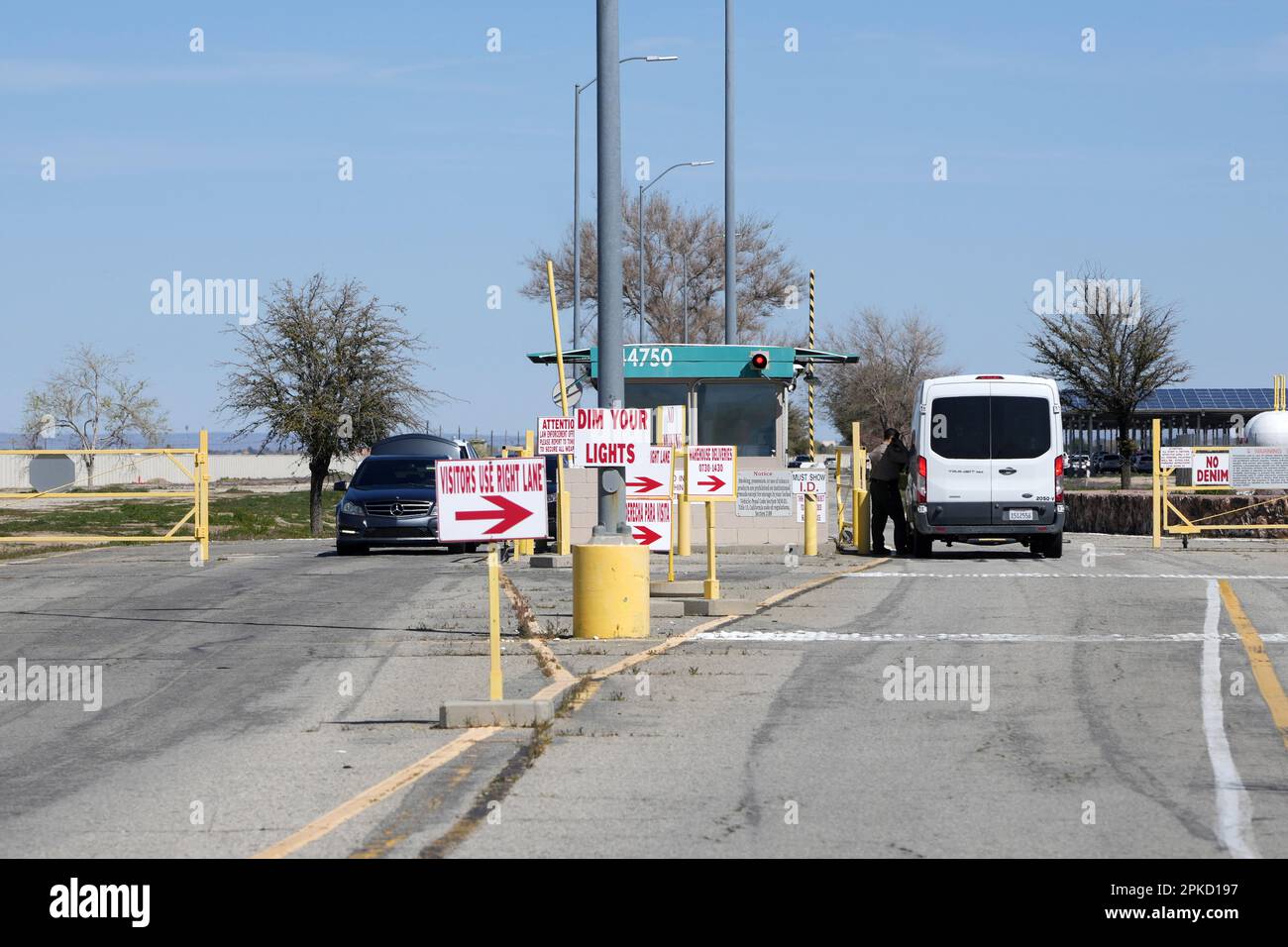 A gatehouse at the entrance to the California State Prison, Los Angeles ...