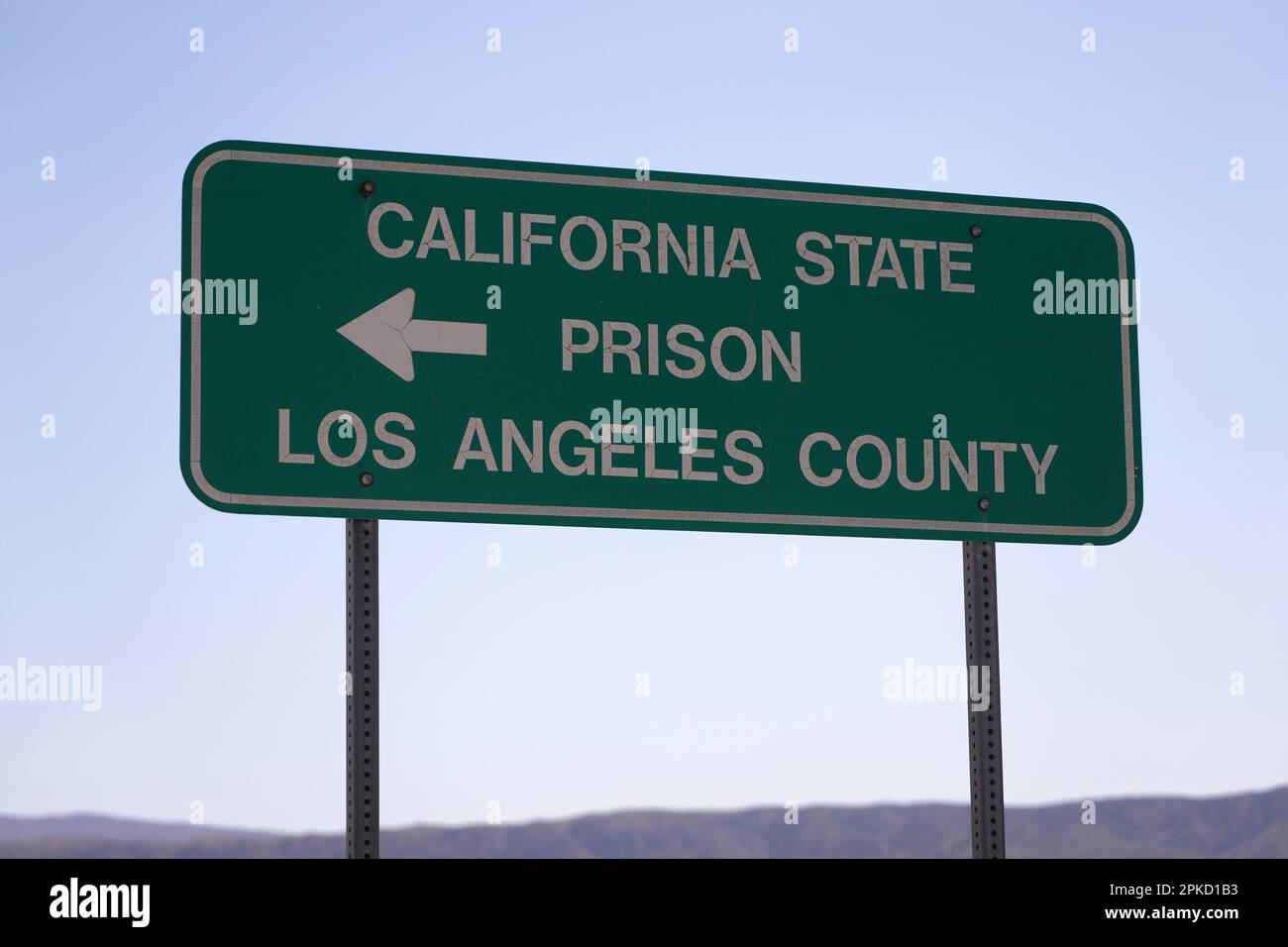 A sign at the entrance to the California State Prison, Los Angeles ...