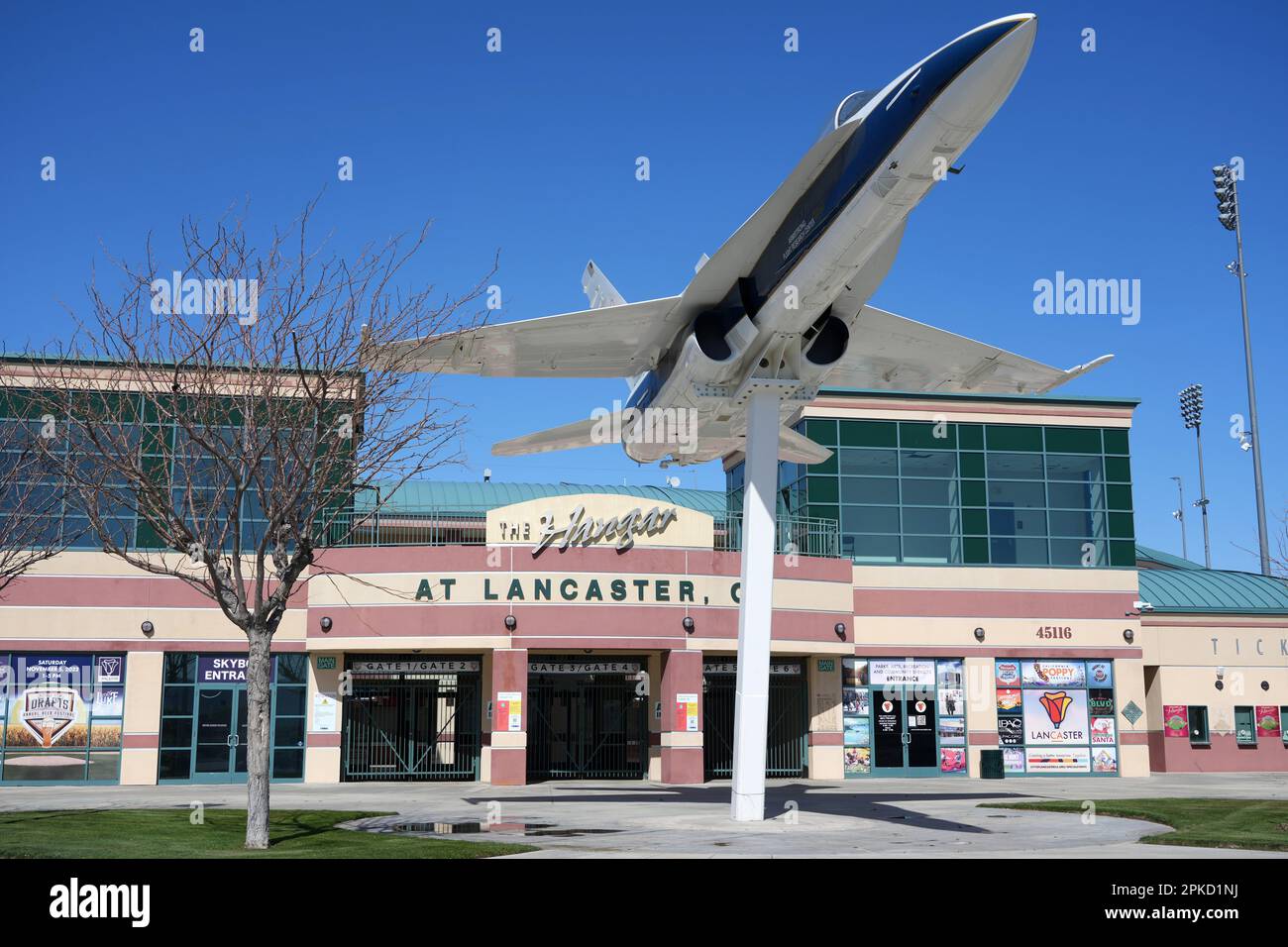 A NASA F/A-18 Hornet plan at the entrance to the Hangar aka Lancaster ...
