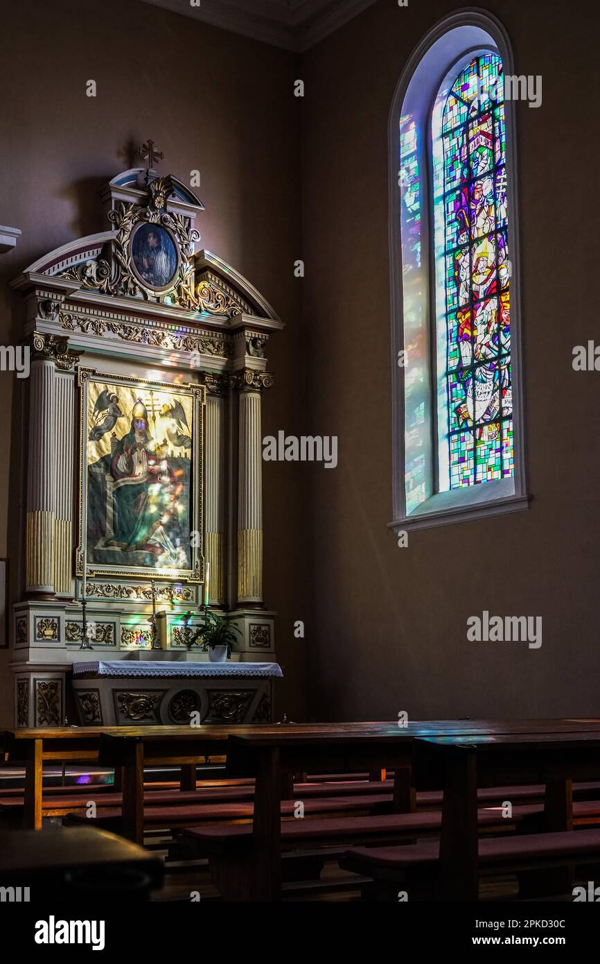 Blue church interior hi-res stock photography and images - Alamy