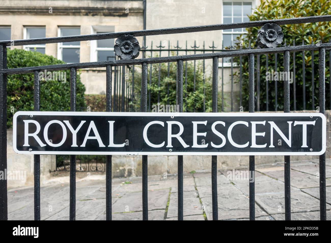 View of the Royal Crescent road sign in Bath Somerset Stock Photo - Alamy