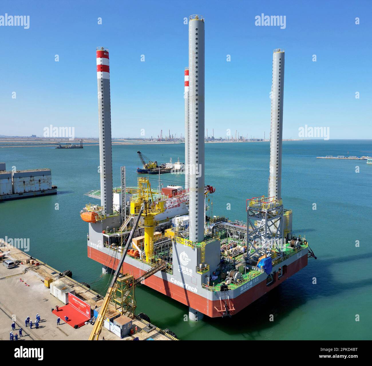 YANTAI, CHINA - APRIL 7, 2023 - offshore oil165, a mobile self-mounting ...