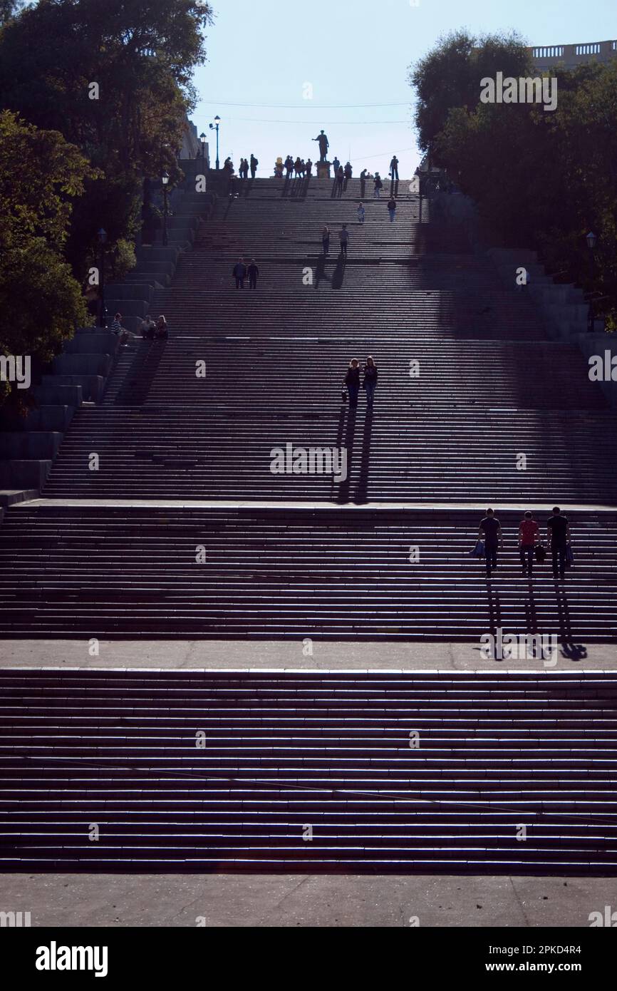 Potemkin Stairs, statue of the Duke de Richelieu, Odessa, Ukraine Stock ...