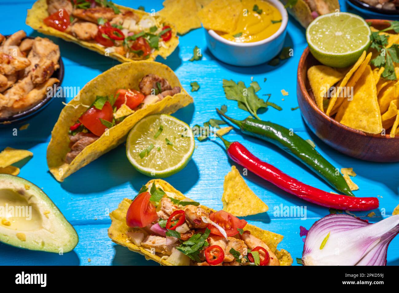 Traditional Mexican street food, fast food background, corn Taco ...