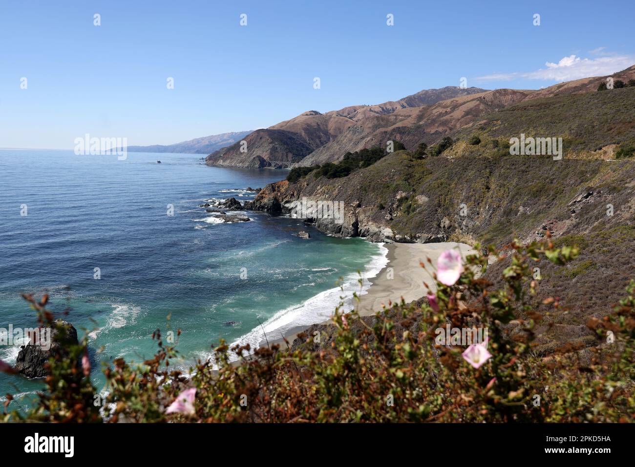 Views of the Big Creek Bridge on the Cabrillo Highway, located on the ...
