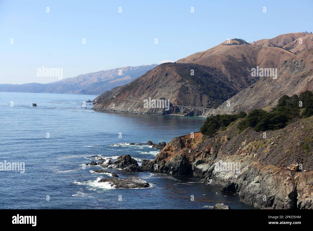Views of the Big Creek Bridge on the Cabrillo Highway, located on the ...