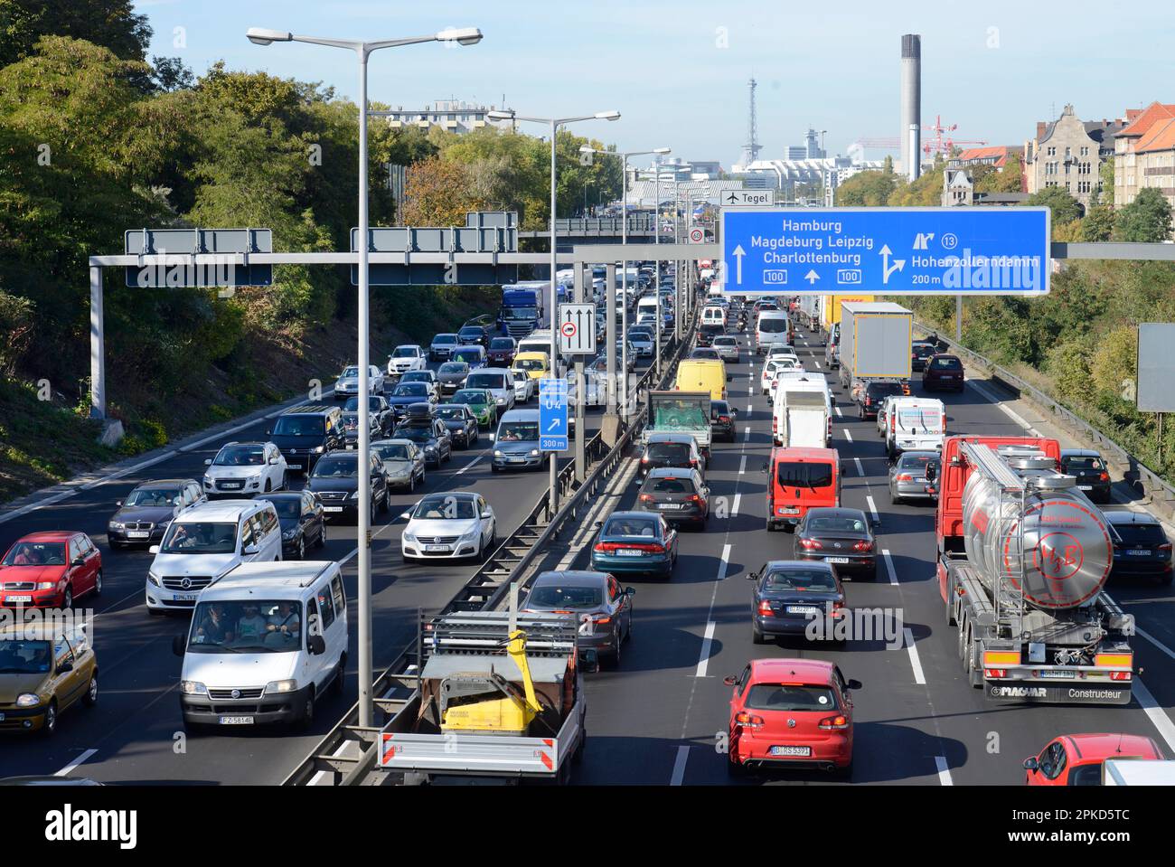 Traffic jam, city motorway, Wilmersdorf, Berlin, Germany Stock Photo ...