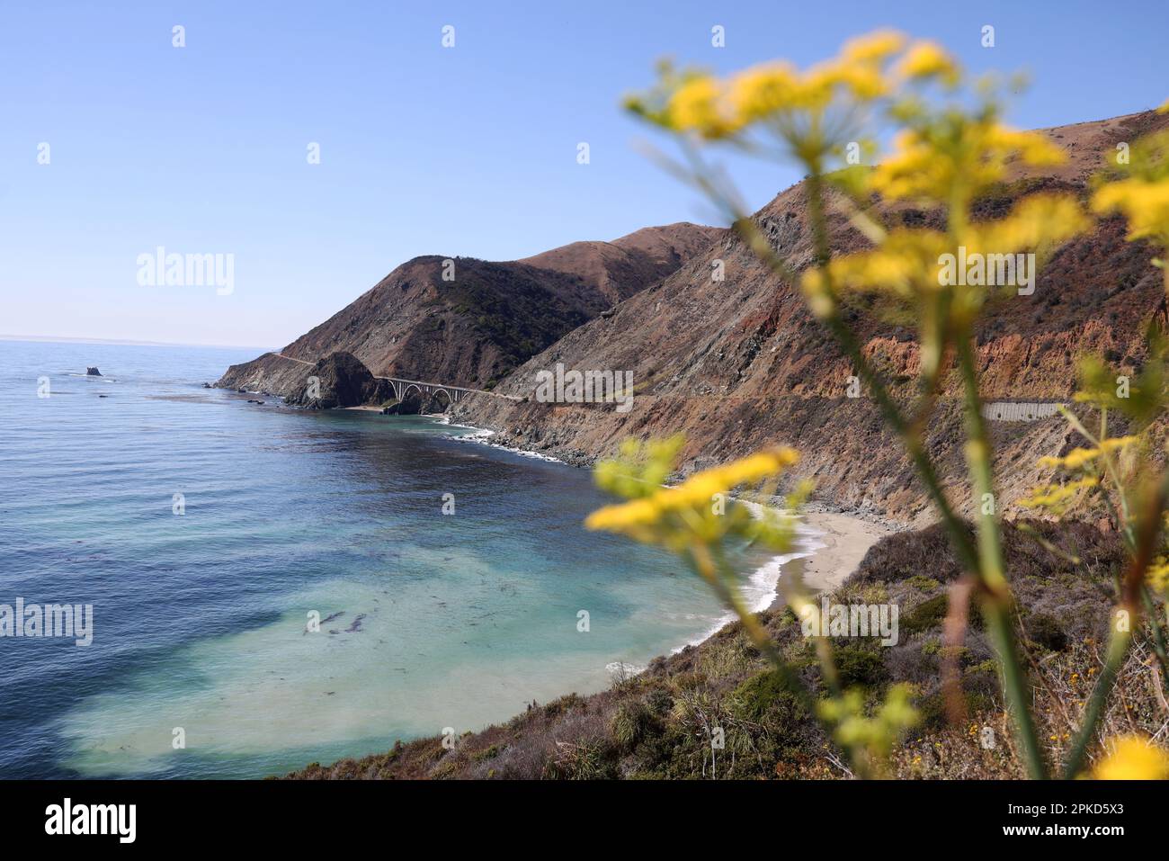 Views of the Big Creek Bridge on the Cabrillo Highway, located on the ...