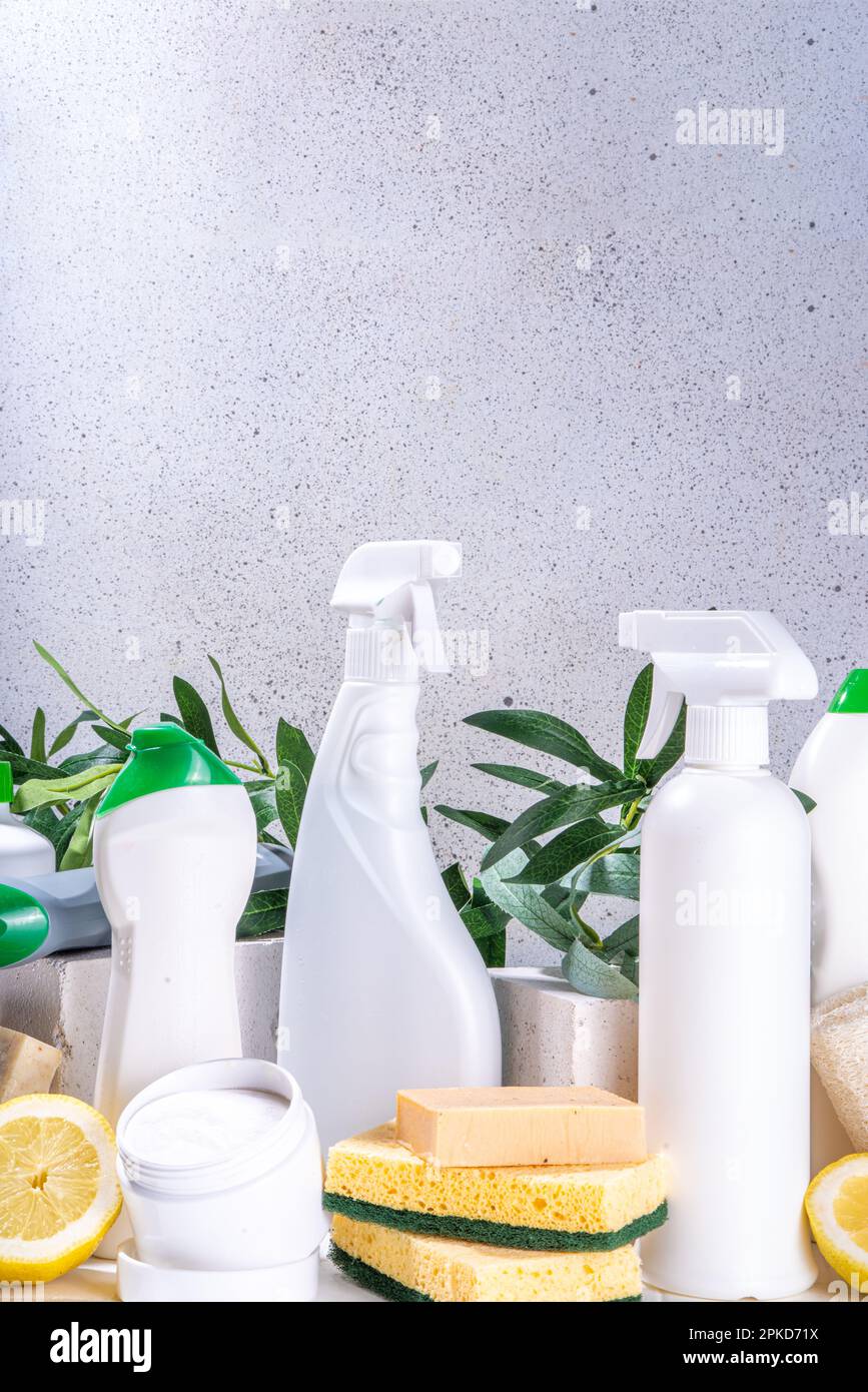 Eco friendly organic cleaning concept. Eco-friendly cleaner utensils ...