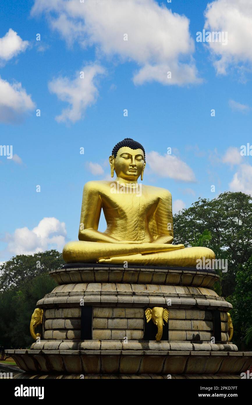 Golden Buddha statue in Viharamahadevi Park in the centre of Colombo ...