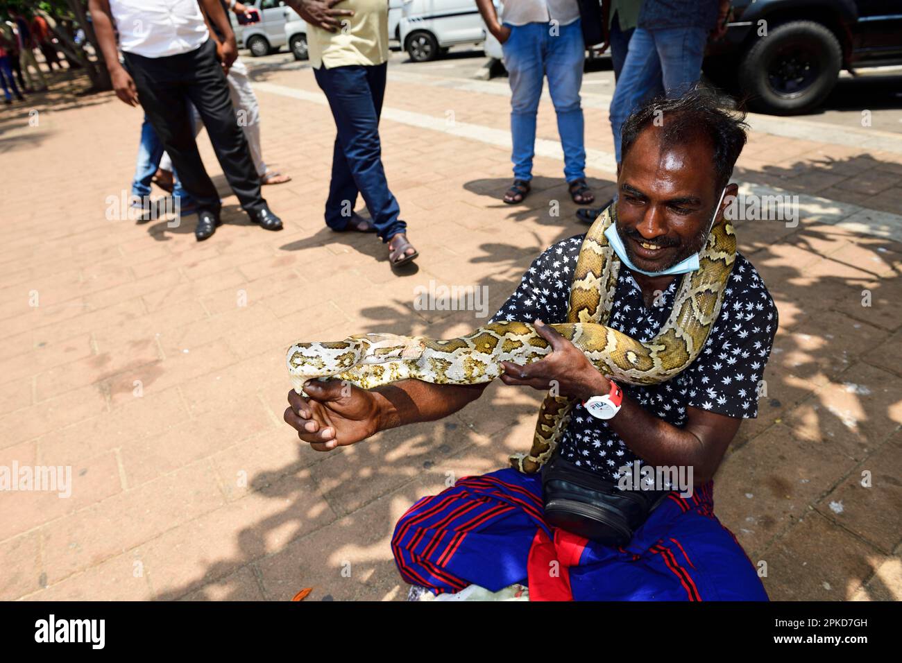 Snake charmer with python, Colombo, Sri Lanka Stock Photo - Alamy