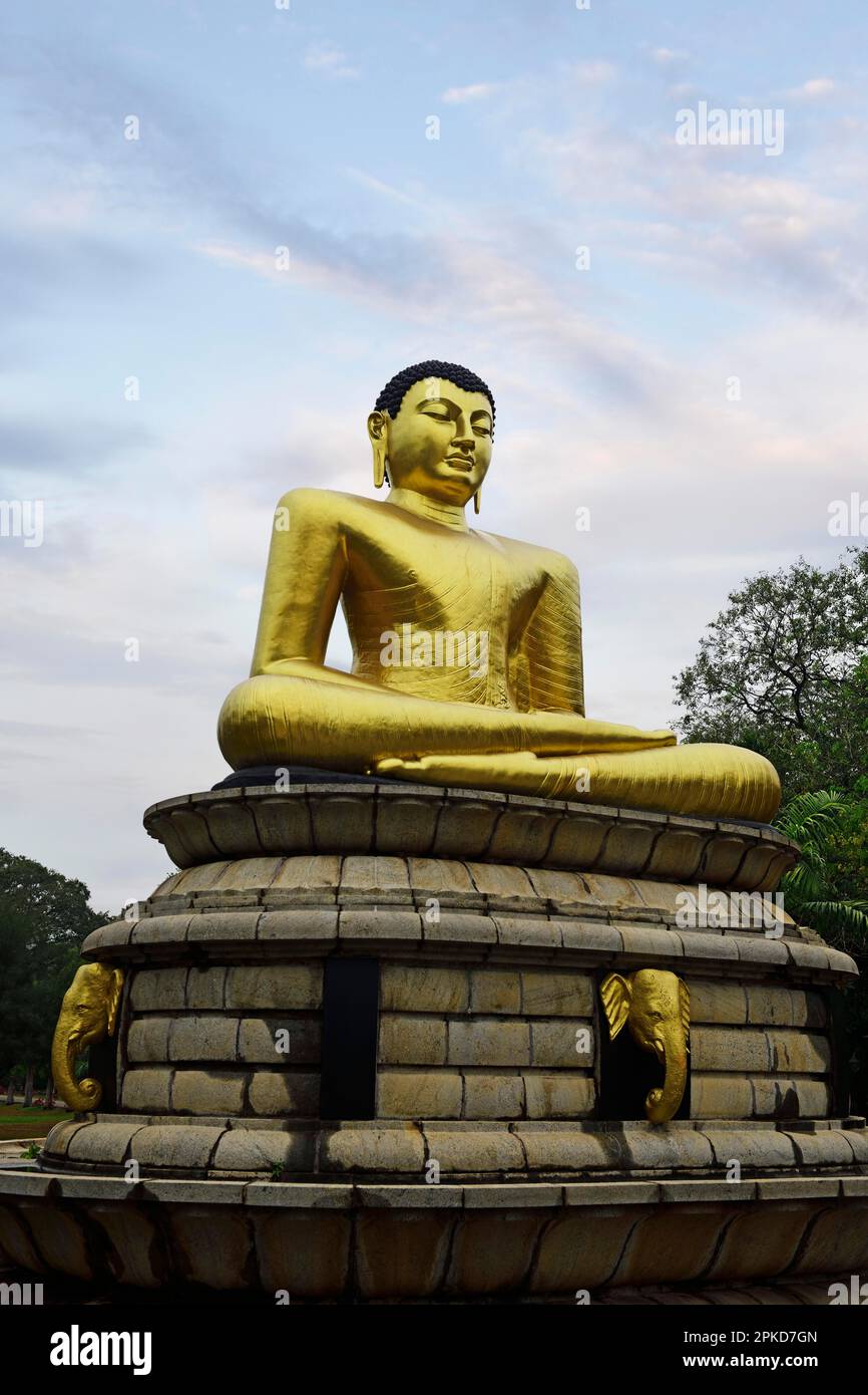 Golden Buddha statue in Viharamahadevi Park in the centre of Colombo ...