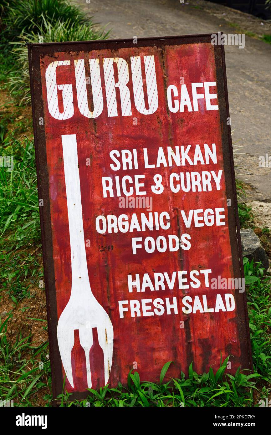 Sign Guru Cafe in Ella, Sri Lanka Stock Photo - Alamy