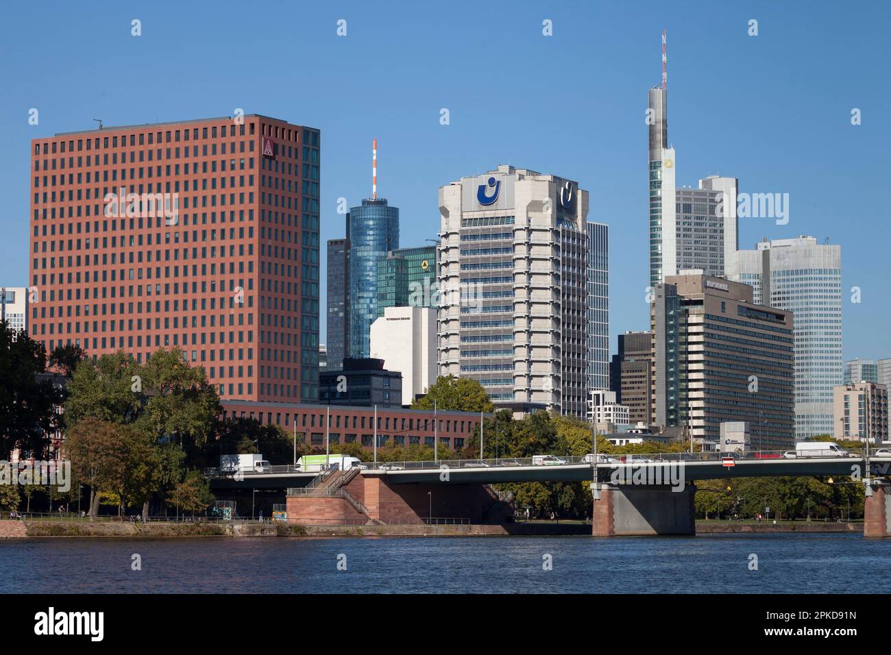 City view, office building, high-rise buildings, Untermainkai ...