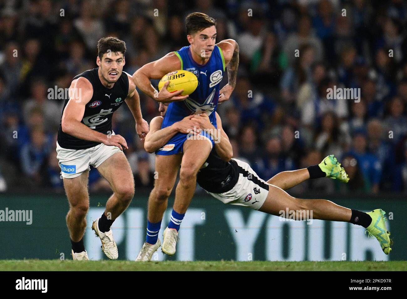 Jy Simpkin of North Melbourne during the AFL Round 4 match between the ...