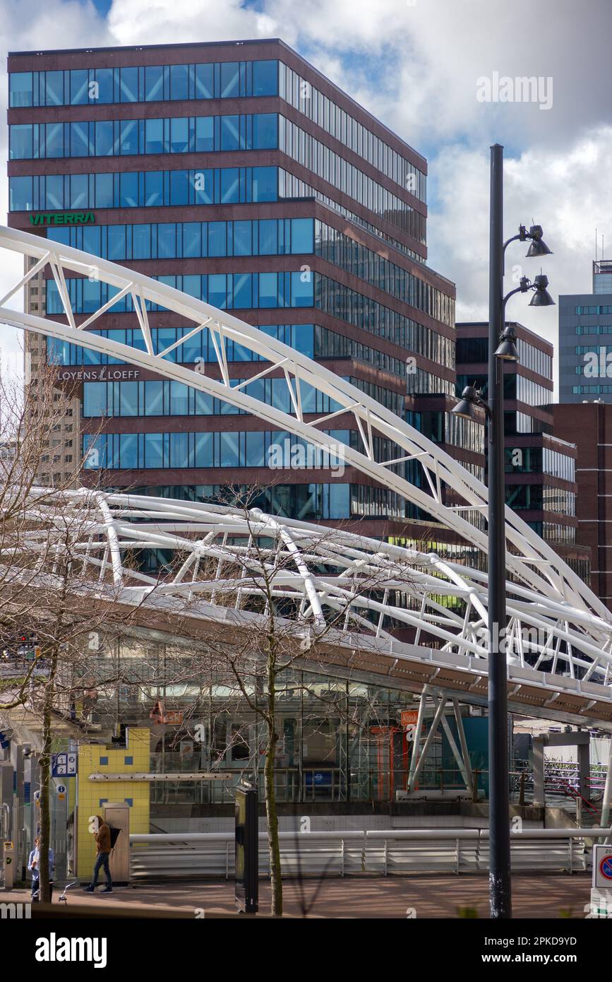 27 March 2023, Rotterdam, Netherlands, Rotterdam cityscape with Market ...