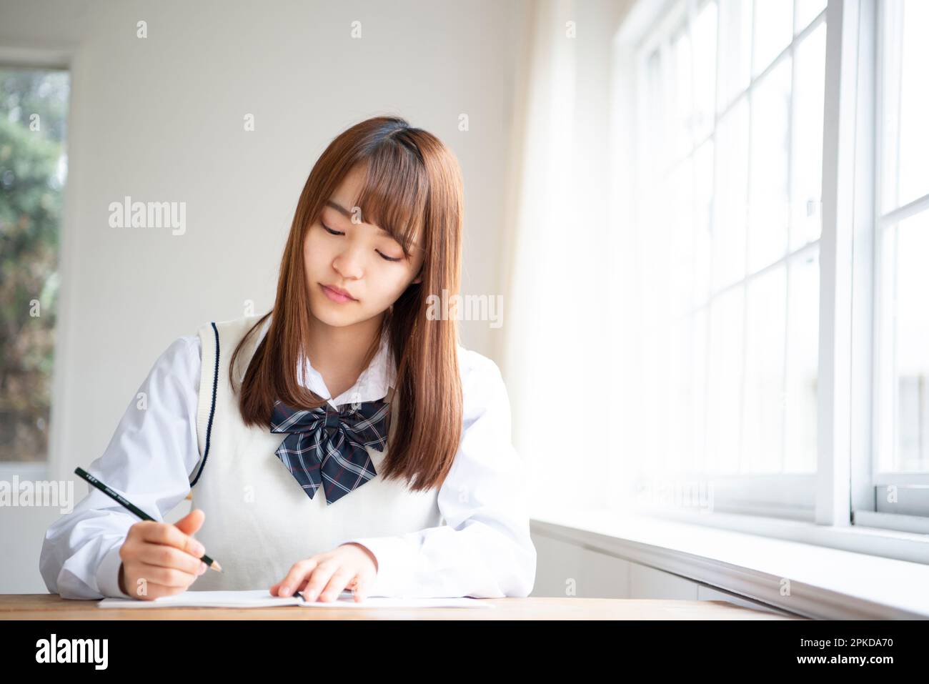 High school girl studying Stock Photo - Alamy