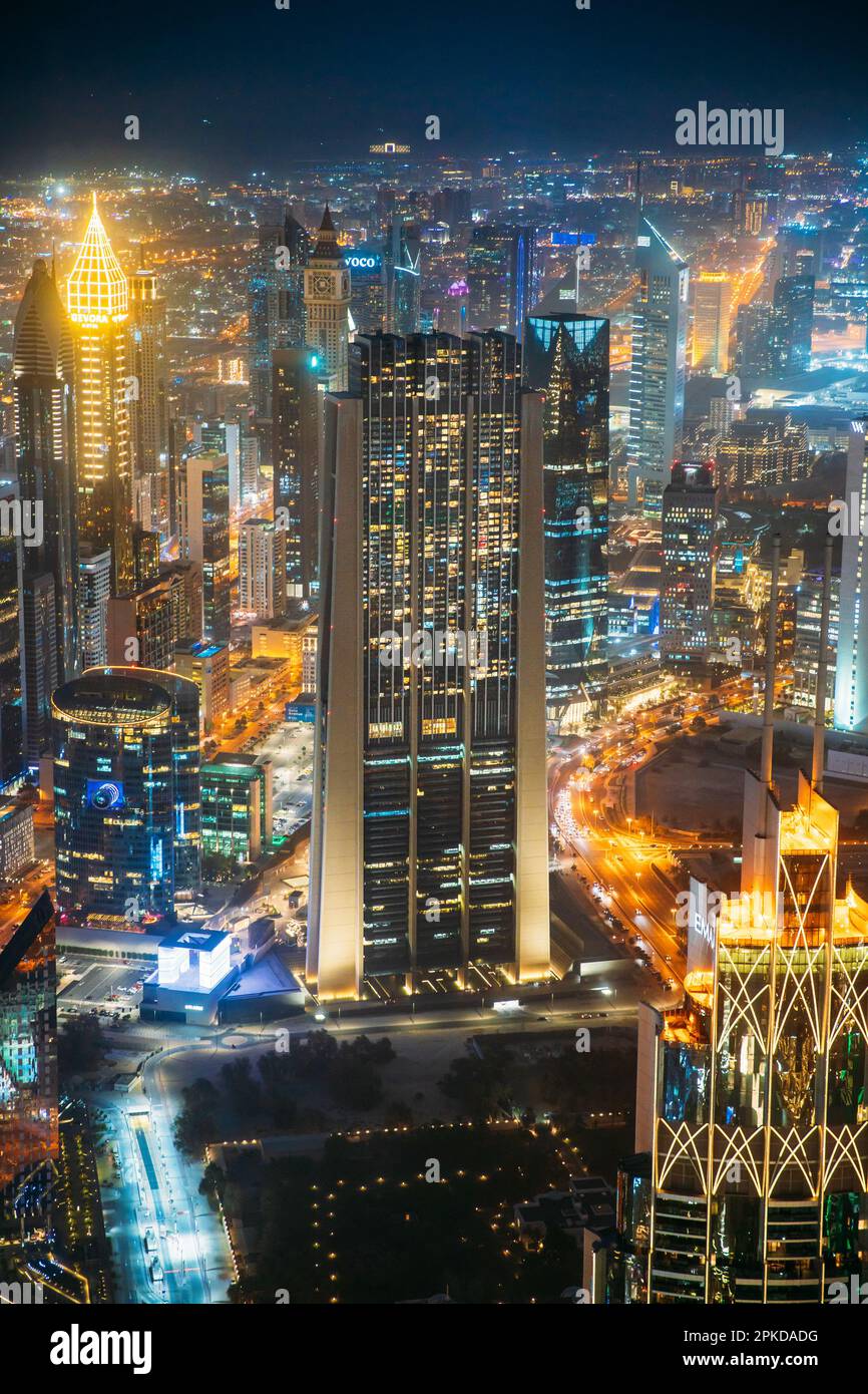 Dubai, UAE, United Arab Emirates - May 25, 2021: Aerial View Of Night ...