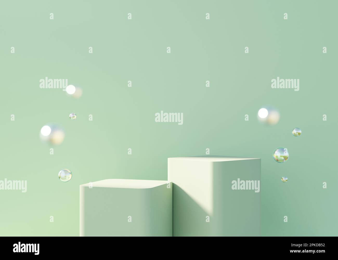 3D rendering green pastel block platform podium product display ...