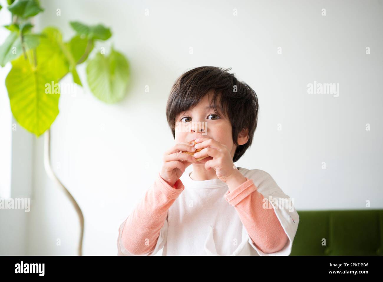 Boy eating bread Stock Photo - Alamy