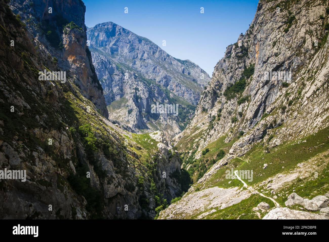 Mountain landscape around Bulnes village in Picos de Europa, Asturias ...
