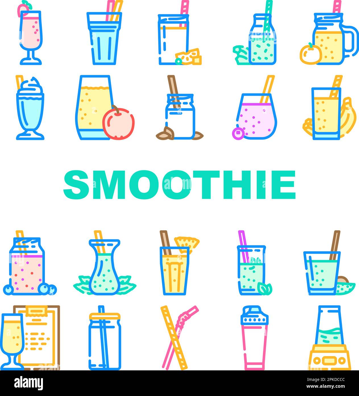 smoothie fruit juice drink icons set vector Stock Vector Image & Art ...