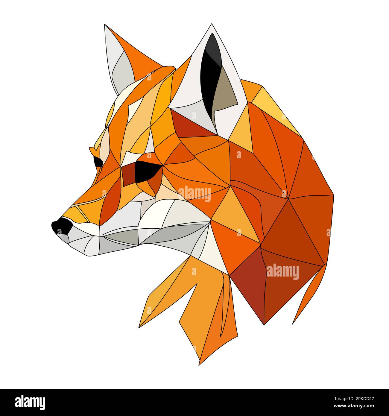Fox logo design. Abstract colorful polygon fox head. Calm fox face. Vector illustration Stock ...