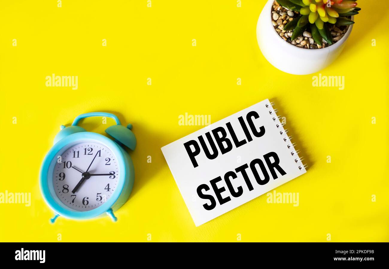 Public sector text written on notepad and yellow background Stock Photo ...