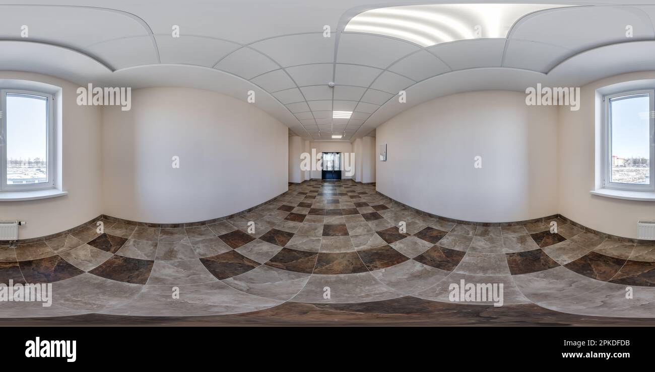 full seamless spherical hdri 360 panorama in interior of empty white ...